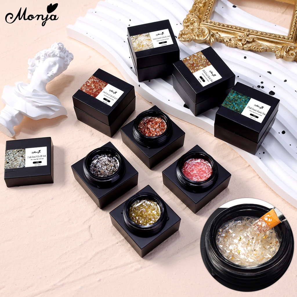 Monja 8 Colors 5ml Mineral Nail Polish Gel Irregular Sand Shell Slices ...