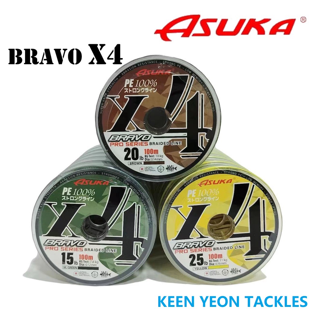 ASUKA BRAVO X4 PRO SERIES BRAIDED FISHING LINE (100m) | Shopee Malaysia