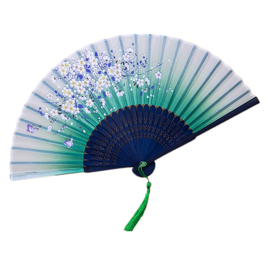 Elegant Floral Black Bamboo Hand Fan Kipas Tangan Lipat Buluh Corak ...