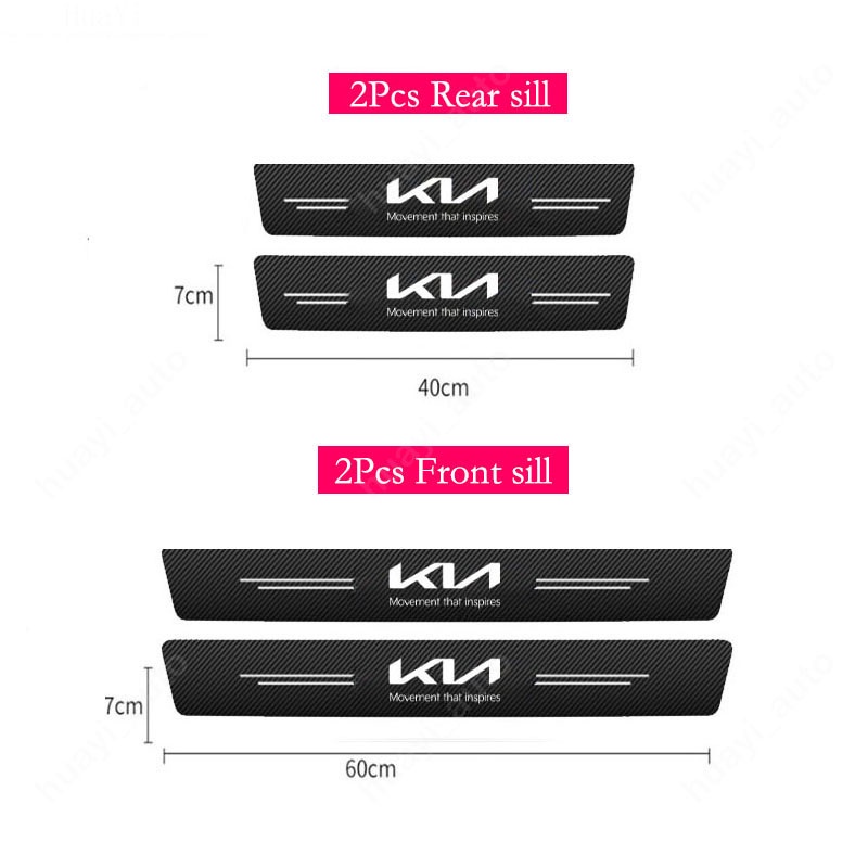 New KIA Car Door Sill Sticker Anti-Scratch Carbon Fiber leather Sticker ...
