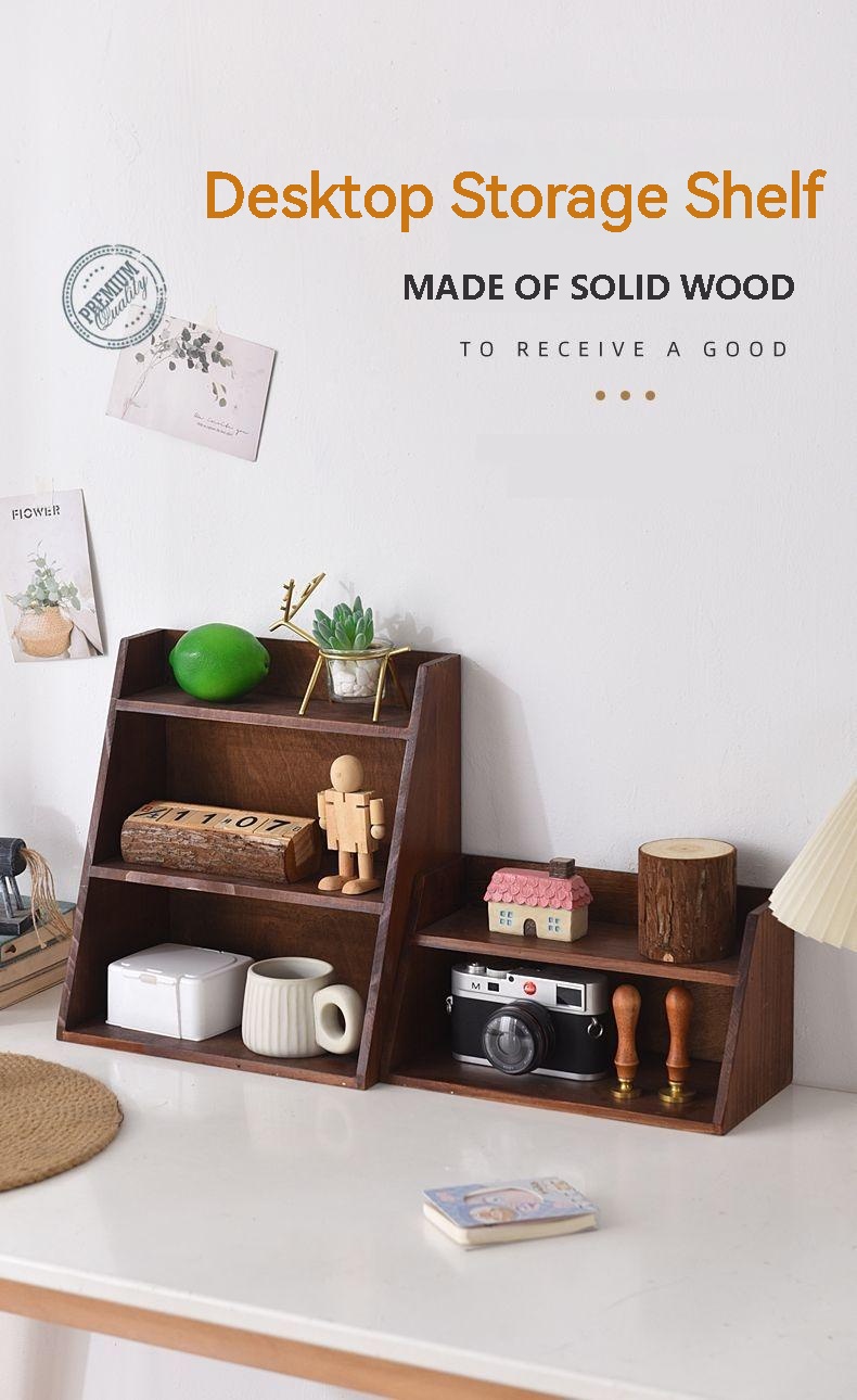 Ready Stock Rak Meja Retro Wood Table Display Rack Shelf Desk Organizer ...
