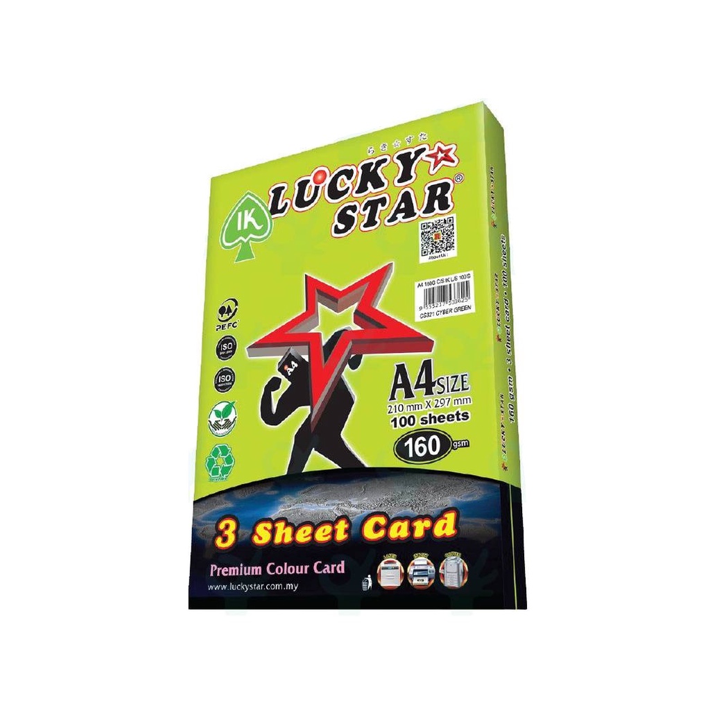 Lucky Star 3 Sheet Card Colours Paper A4 160gsm 100 Sheets (Wide Colors ...