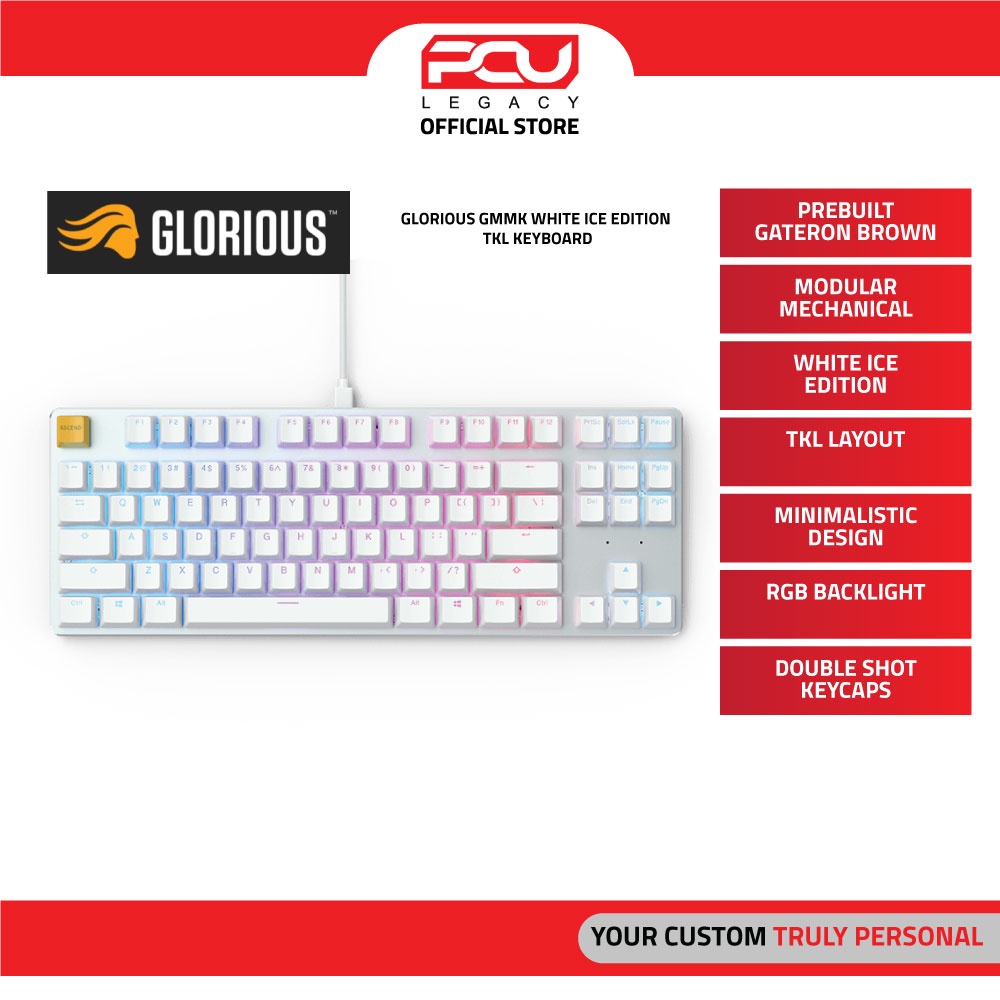 GLORIOUS GMMK WHITE ICE EDITION TKL KEYBOARD - BROWN SWITCH | Shopee ...
