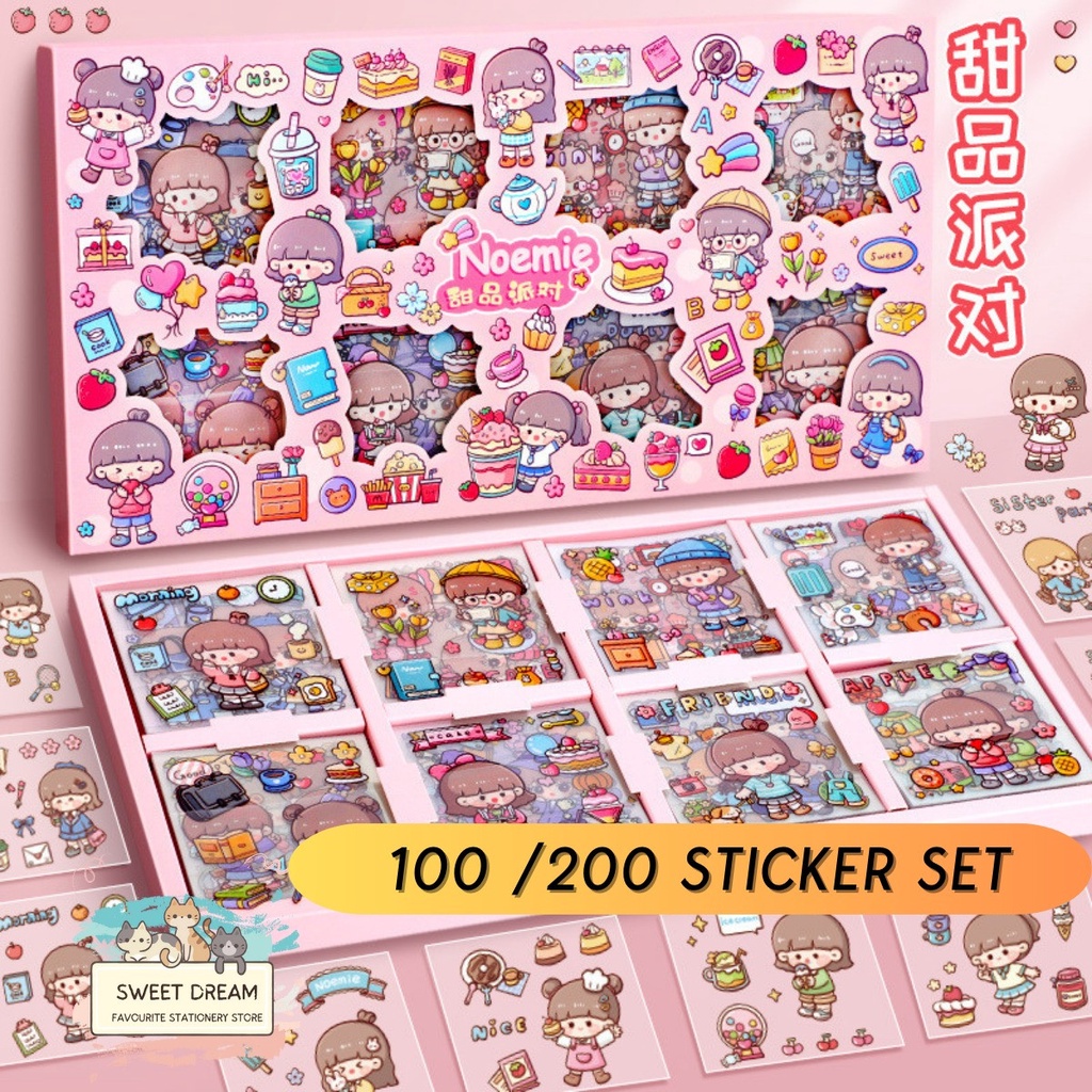 100 / 200 Sheets Pieces NOEMIE Cute girl sticker Decorative waterproof ...