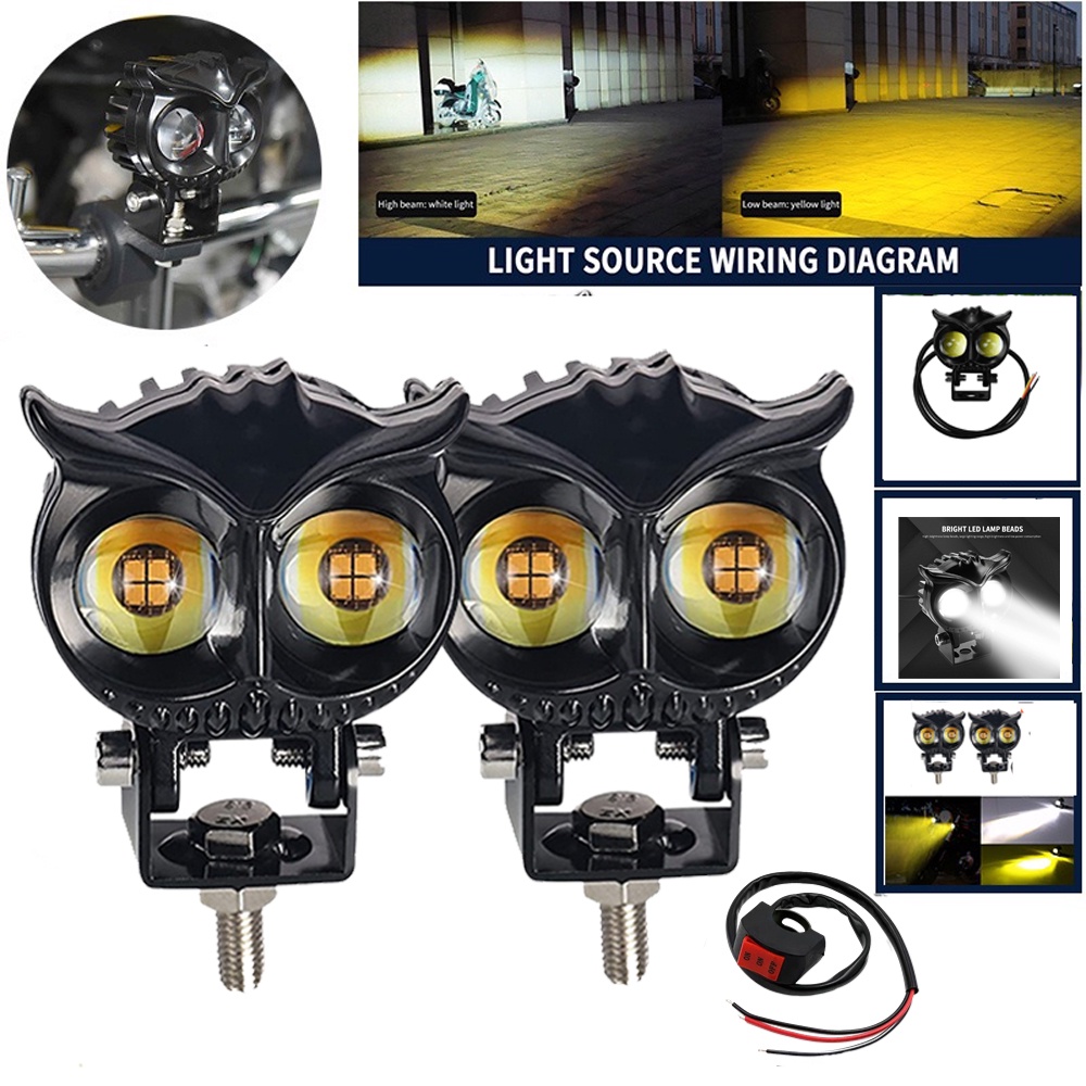 2023 Upgrade Owl Dual Lamp Beads Dual Color LED Headlight Motorcycle ...