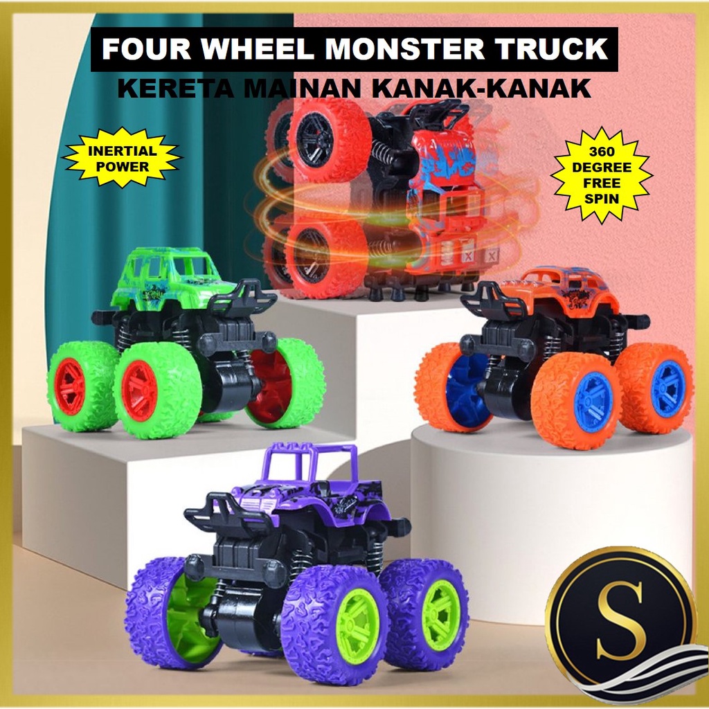Four Wheel Monster Truck Children Toy Car Kid Inertia Drive Vehicle ...