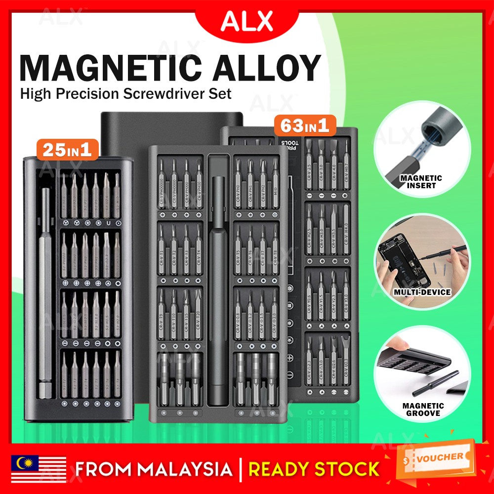 ALX 63 in 1 Magnetic Alloy Screw Driver Set Phone Laptop Watch Repairs ...