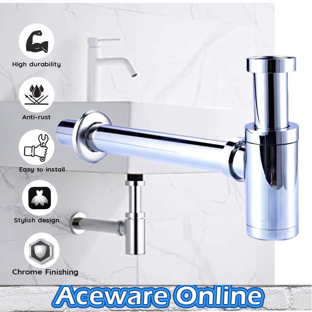 AT-027 Brass Bottle Trap Adjustable Basin Waste Trap Plumbing Drain ...