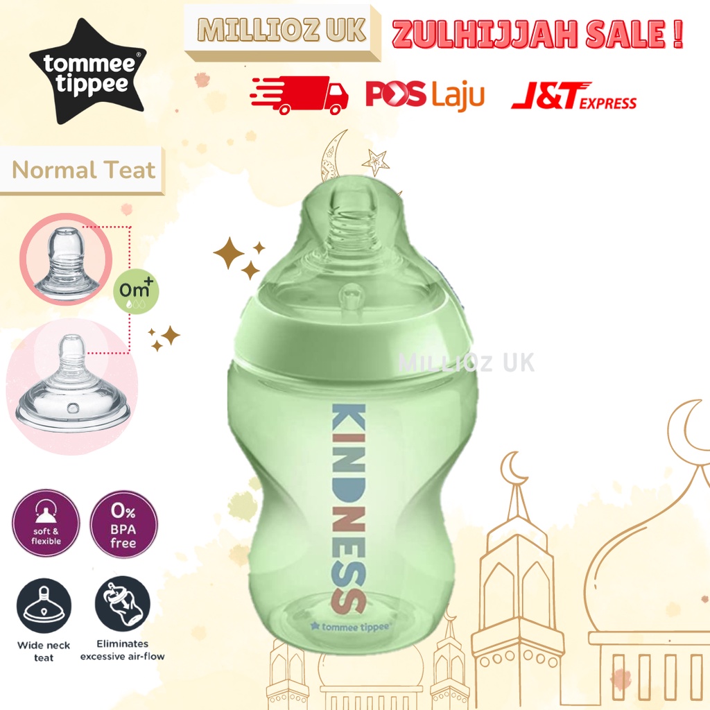 Tommee Tippee 🆕UK Design Lime Green Kindness 9oz 260ml Feeding Bottles ...