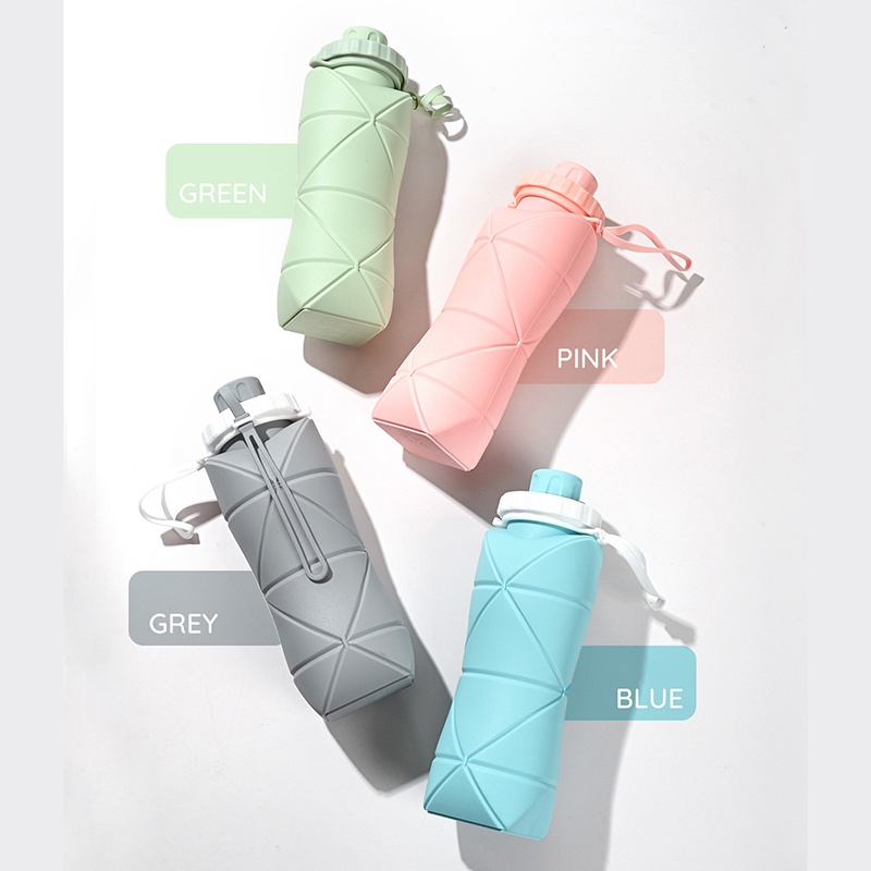 Foldable Water Bottle Silicone Portable Reusable BPA Free Large Capacity Travel Gym Kids ...