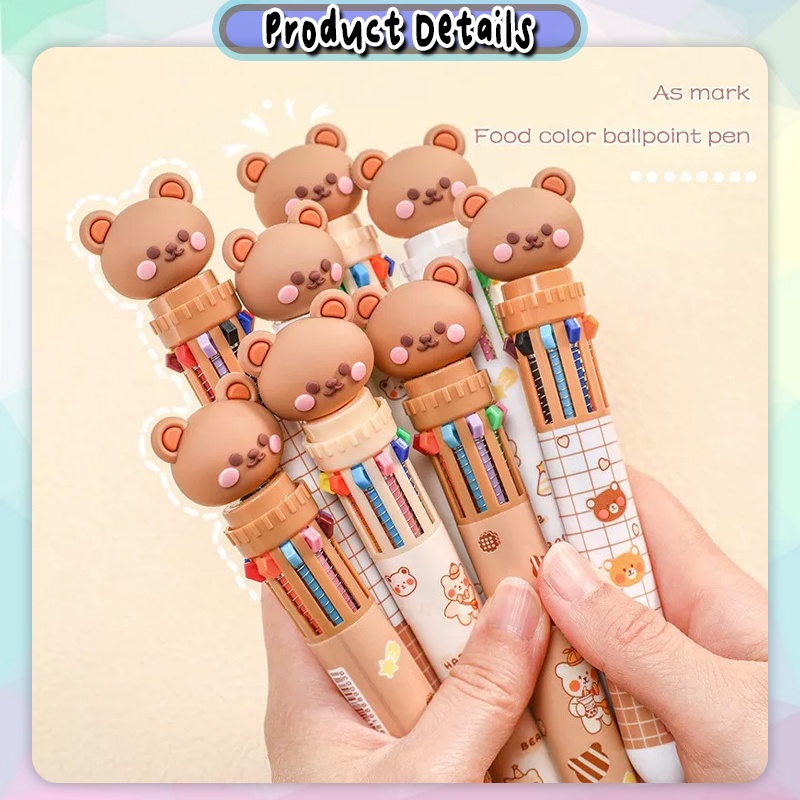 [Little B House] Cute Bear 10 Colors Ballpoint Pen Ball Pens Kids ...