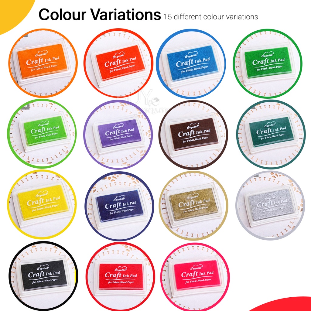 15 Colors Craft Ink pad Rubber Stamp Oil Based Stamp Chop Children JA05 ...