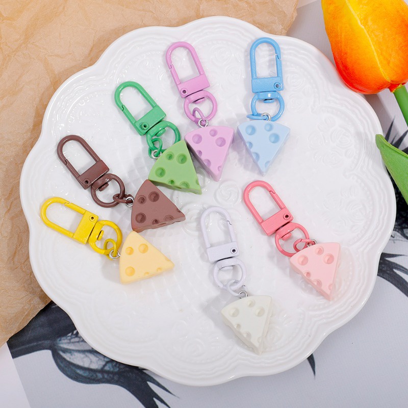 Cute Simulation Cheese Keyring / Alloy Resin Jewelry Phone Bag Mini ...