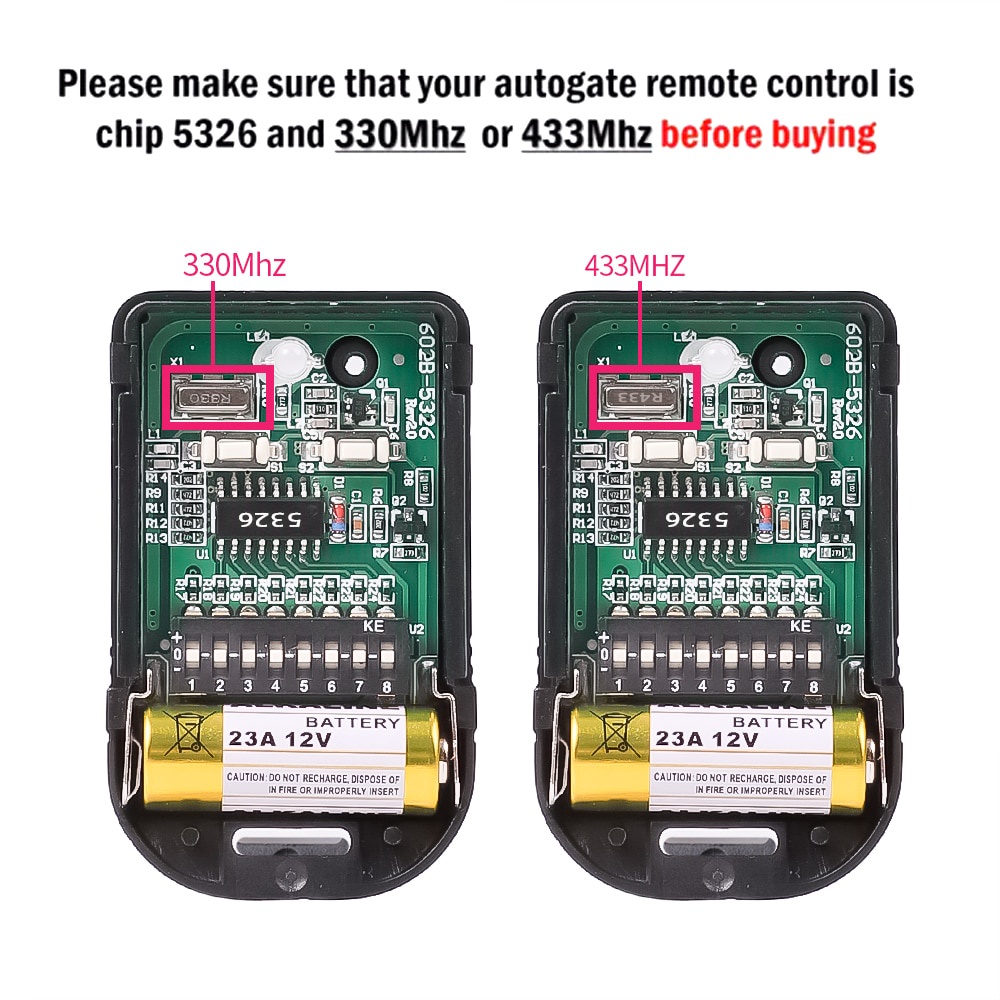 8 Dip Switch 433Mhz 330mhz Smart Copy Remote Control Fixed Code 2 CH Duplicator For Gate Garage ...