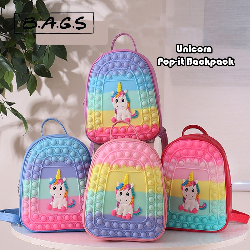 THEBAGS Pop It Small Backpack Fidget Toy Unicorn Peripheral Poppy Time ...