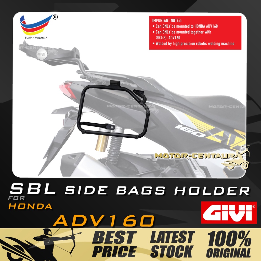 GIVI HONDA ADV160, SRX HEAVY DUTY RACK, SBL SIDE BAGS HOLDER, TN ...