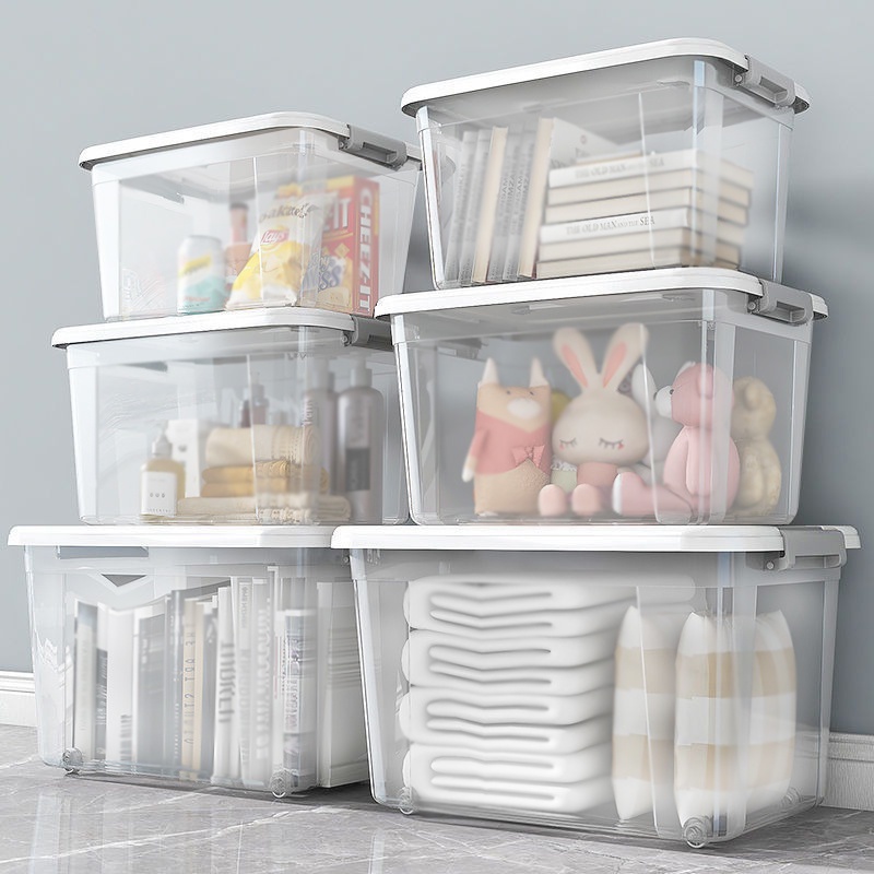Johor Seller | Clear Transparent Storage Box Kotak Simpanan Roda ...