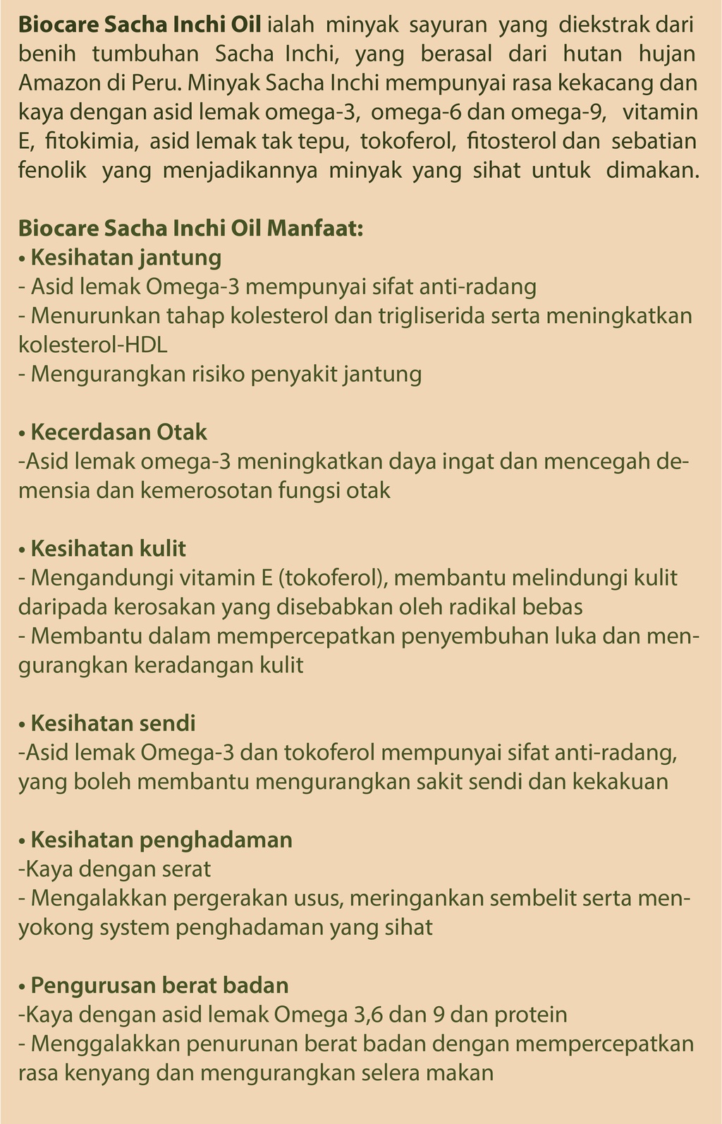 BioCare Extra Virgin Sacha Inchi Oil From Peru (2 x 250ml) | Shopee ...