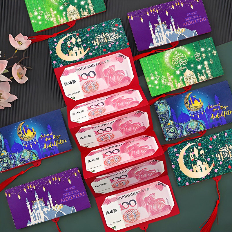 10/6 slots Ramadan Folding AngPao Sampul Duit Raya Eid Mubarak Green ...