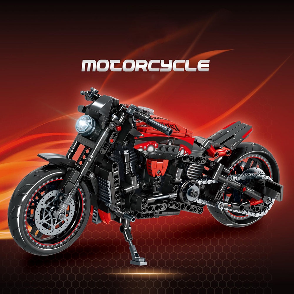 Creative ABS plastic building blocks motorcycle model diy assembling ...