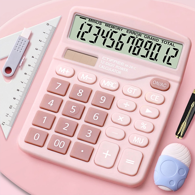 Dual Power Mode Large LCD 12 Digits Display Calculator Responsive Button Electronic Calculators ...