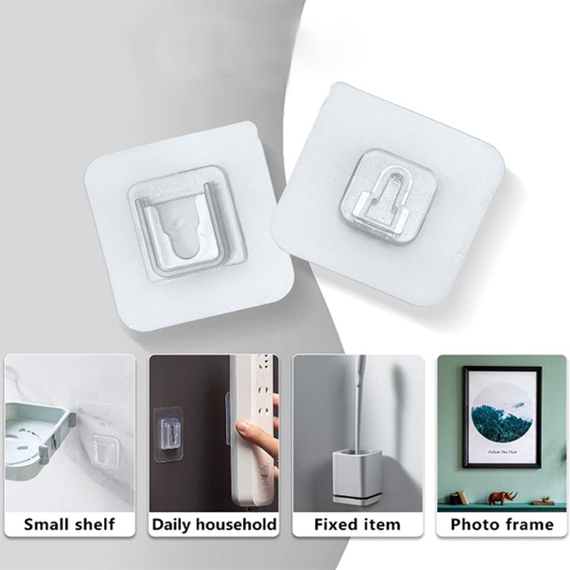 𝗣𝗨𝗡𝗖𝗛 𝗙𝗥𝗘𝗘 》Transparent Adhesive Stainless Steel Wall Hook Heavy Duty ...