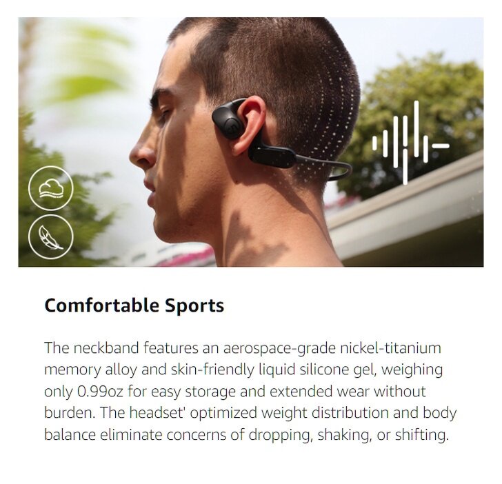 SoundPEATS RunFree Lite Bluetooth 5.3 Sports Air Conduction Open Ear ...