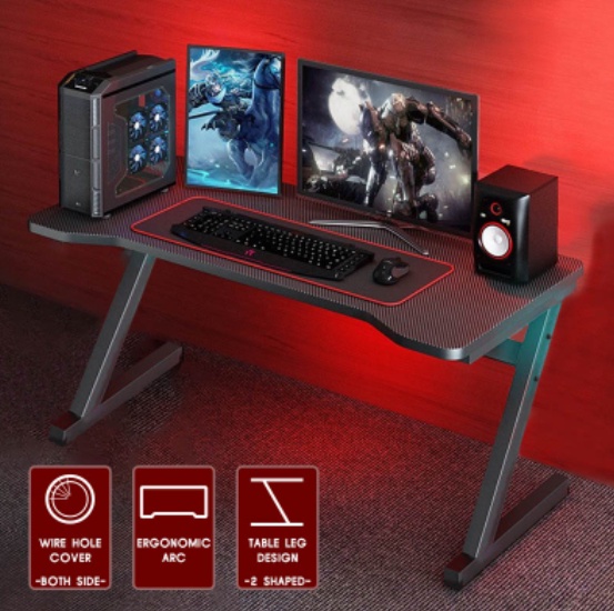 Easyhome Gaming Desk Computer Desk Gaming Carbon Matt Anti-Scratch ...