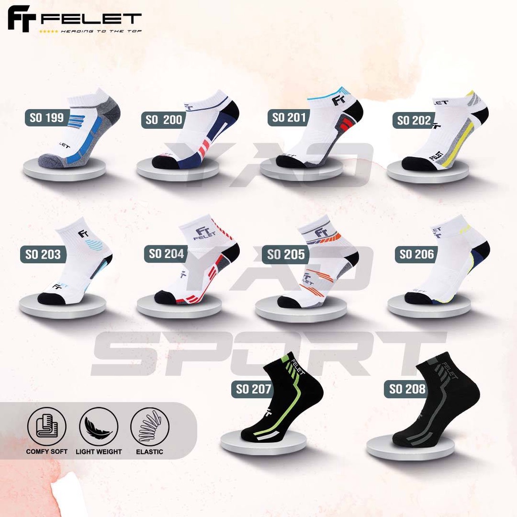 Fleet Felet Comfy Socks Badminton Sock Cotton Sock Sport Sock (Men ...