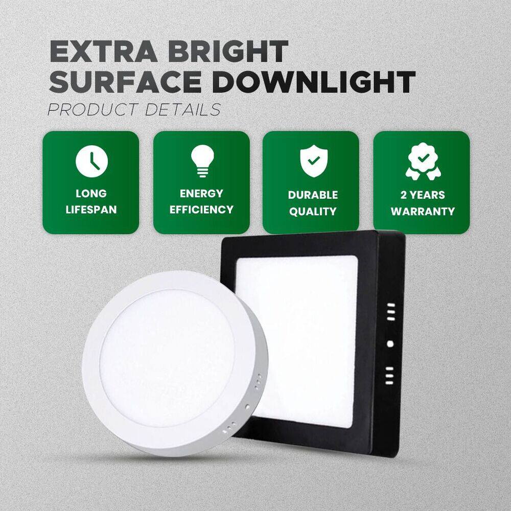 18W/24W/36W BLACK/WHITE ROUND/SQUARE SURFACE DOWNLIGHT EXTRA BRIGHT ...