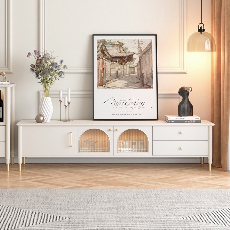 French retro rainbow glass TV cabinet, light luxury TV, coffee table ...