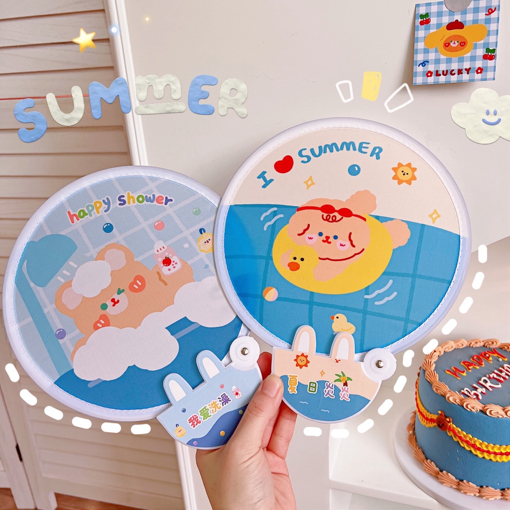 Mini Cute Foldable Fan Portable Round Folding Fan Japanese Style ...