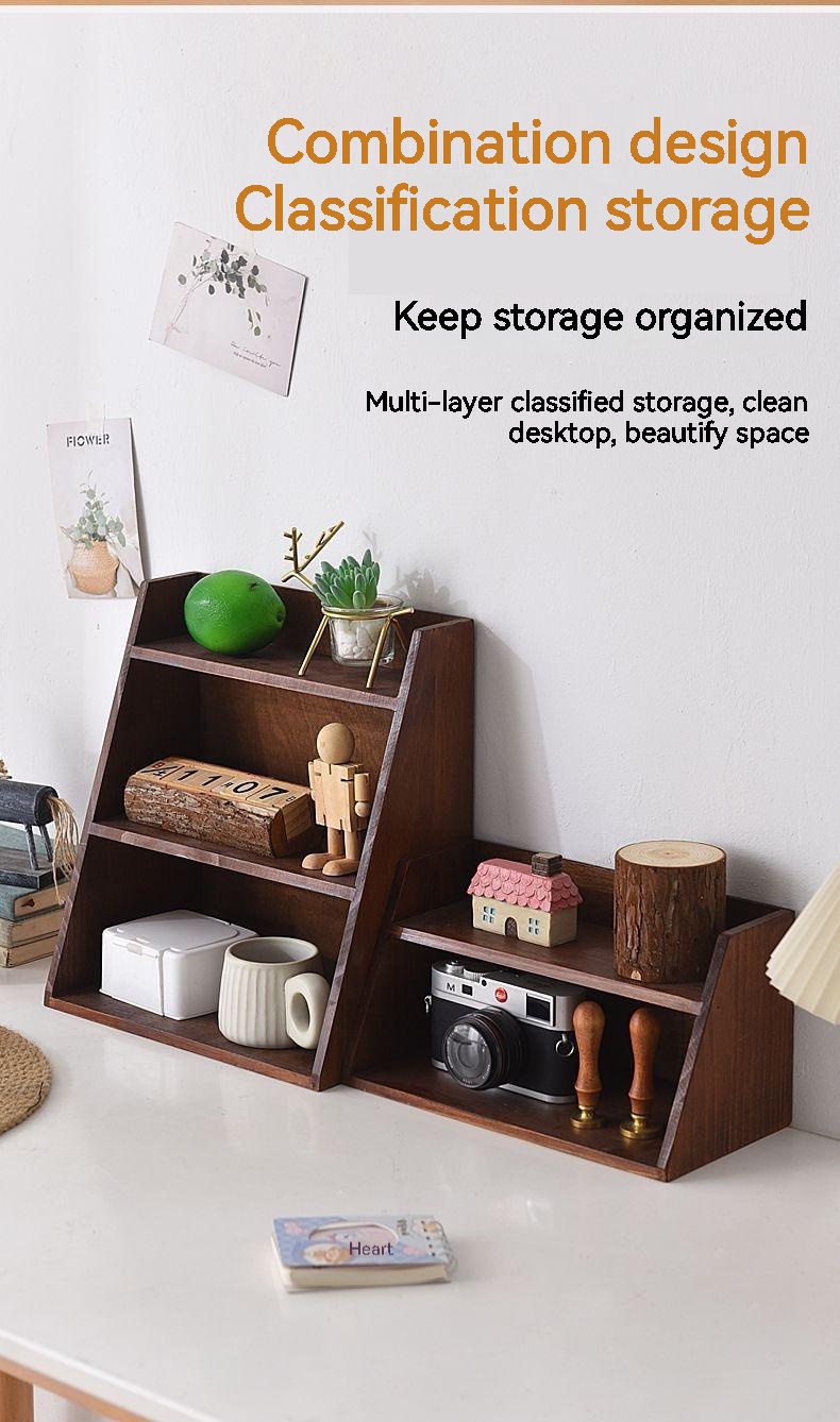 Ready Stock Rak Meja Retro Wood Table Display Rack Shelf Desk Organizer ...