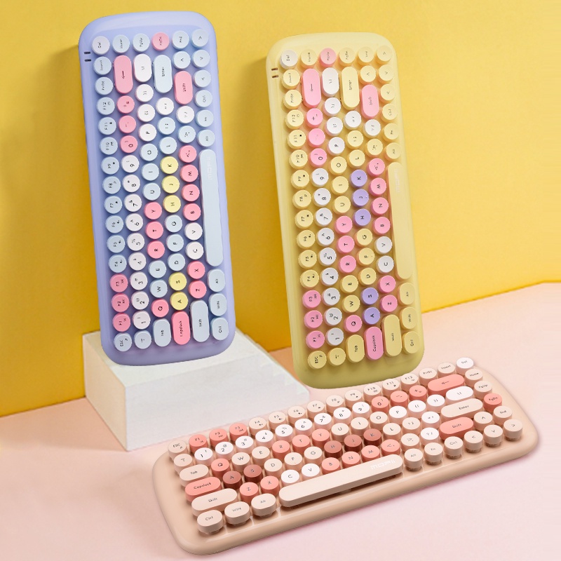 MOFII Candy Mixed Color Wireless Keyboard Set Office Table Girls PC ...