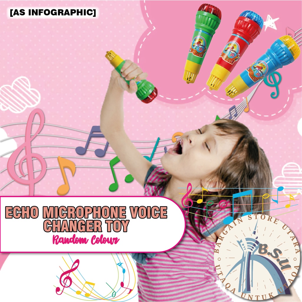[BSU] Mikrofon Mainan Plastik Kanak Kanak 3 Warna - Echo Microphone Mic ...