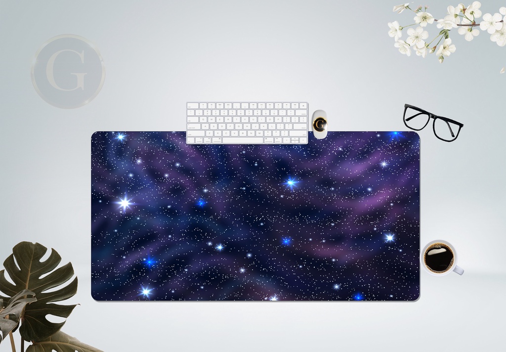 Purple Deep Space Desk Mat, Aesthetic Desk Accessory, Wrist Rest Mouse ...