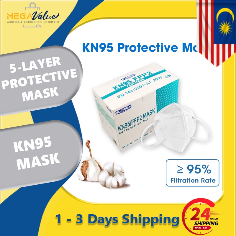 READY STOCK | KN95 One Box Mask 5-layer Protective Mask Topeng Muka Packaging EU CE ...