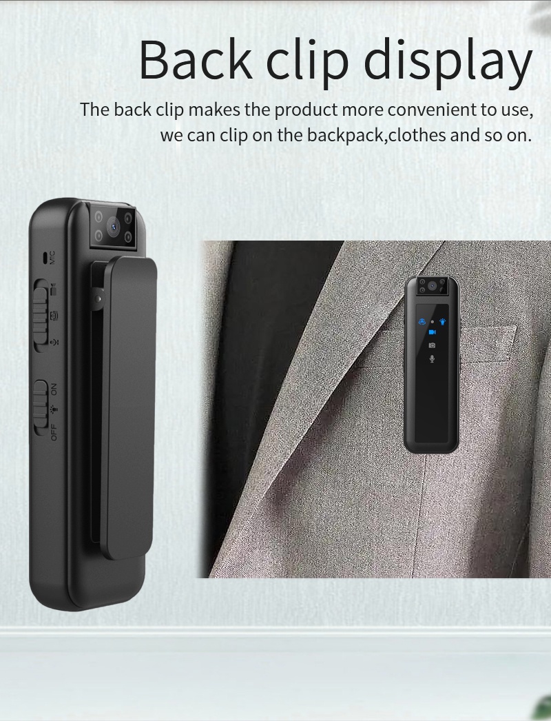 Body camera HD 1080P Portable Back Clip Camera Mini DV Police Recorder ...