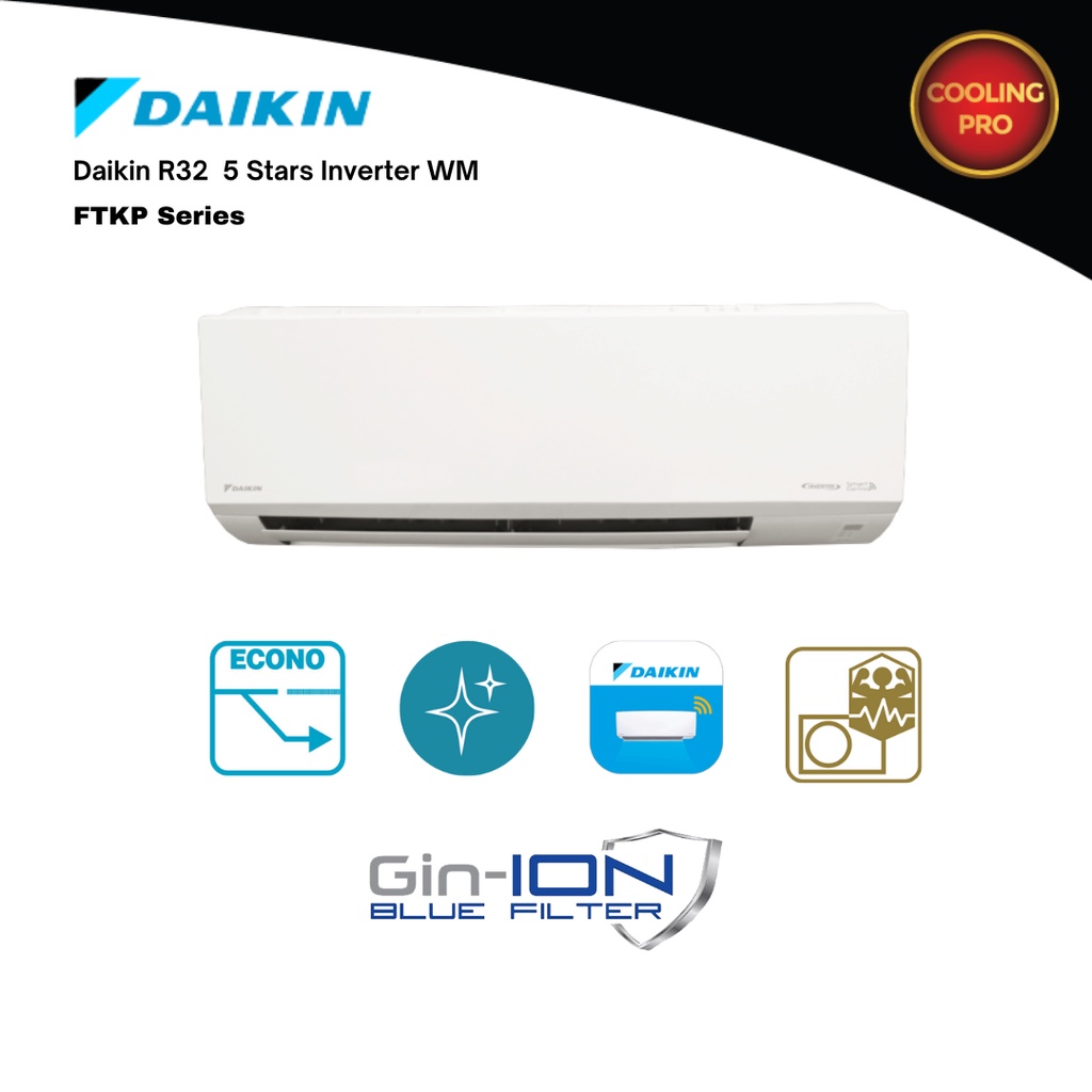 DAIKIN 1.0-2.5HP 5 Stars Inverter Air Conditioner FTKP Series R32 Built-in WiFi | Shopee Malaysia