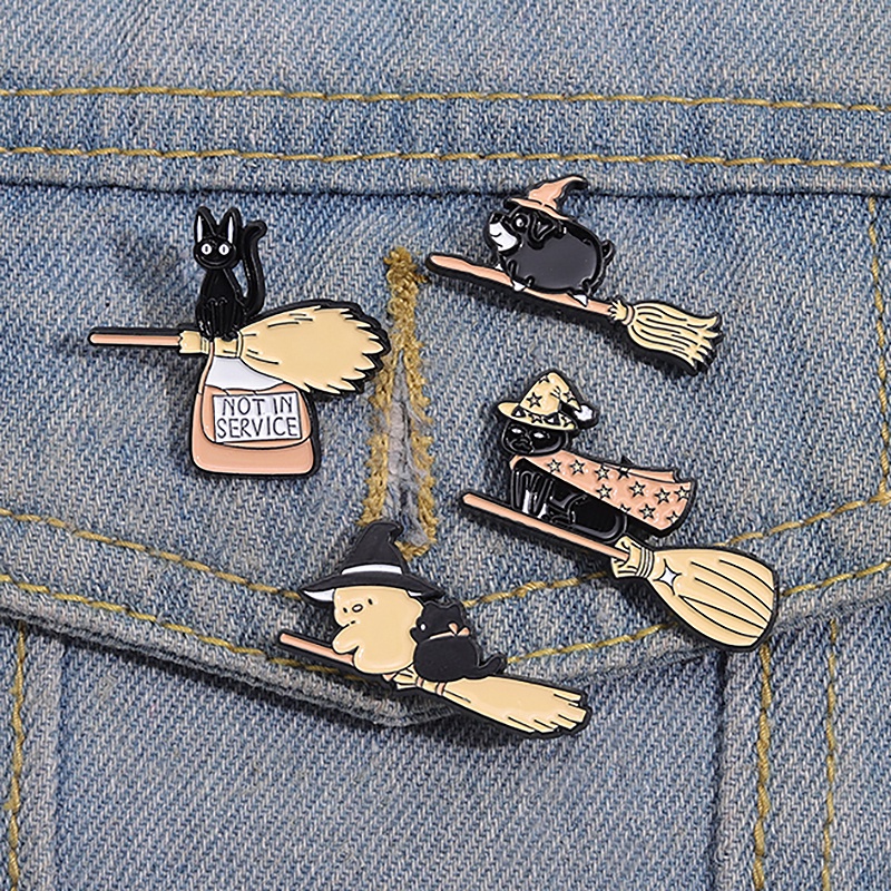 Punk Wizard Magic Cat Enamel Pins Witchcraft Animal Brooch Cute Duck ...