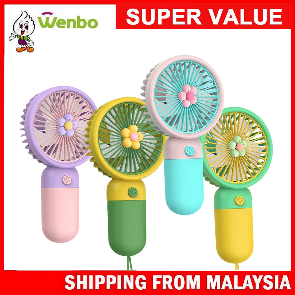Wenbo Rechargeable Portable Handy Mini Fan USB Charge Flower Fan Easy Carry Outdoor Fan | Shopee ...
