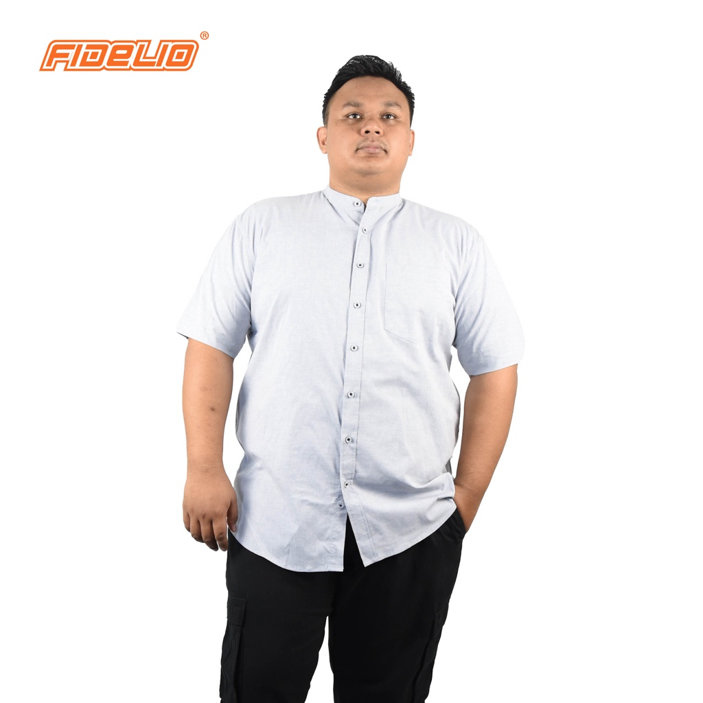FIDELIO PLUS Signature Mandarin Collar Shirts - GREY(B) | Shopee Malaysia