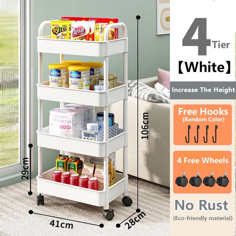 PATTERN Trolley Rack Storage 3 Tier Trolley Kitchen Rack With Wheel ...