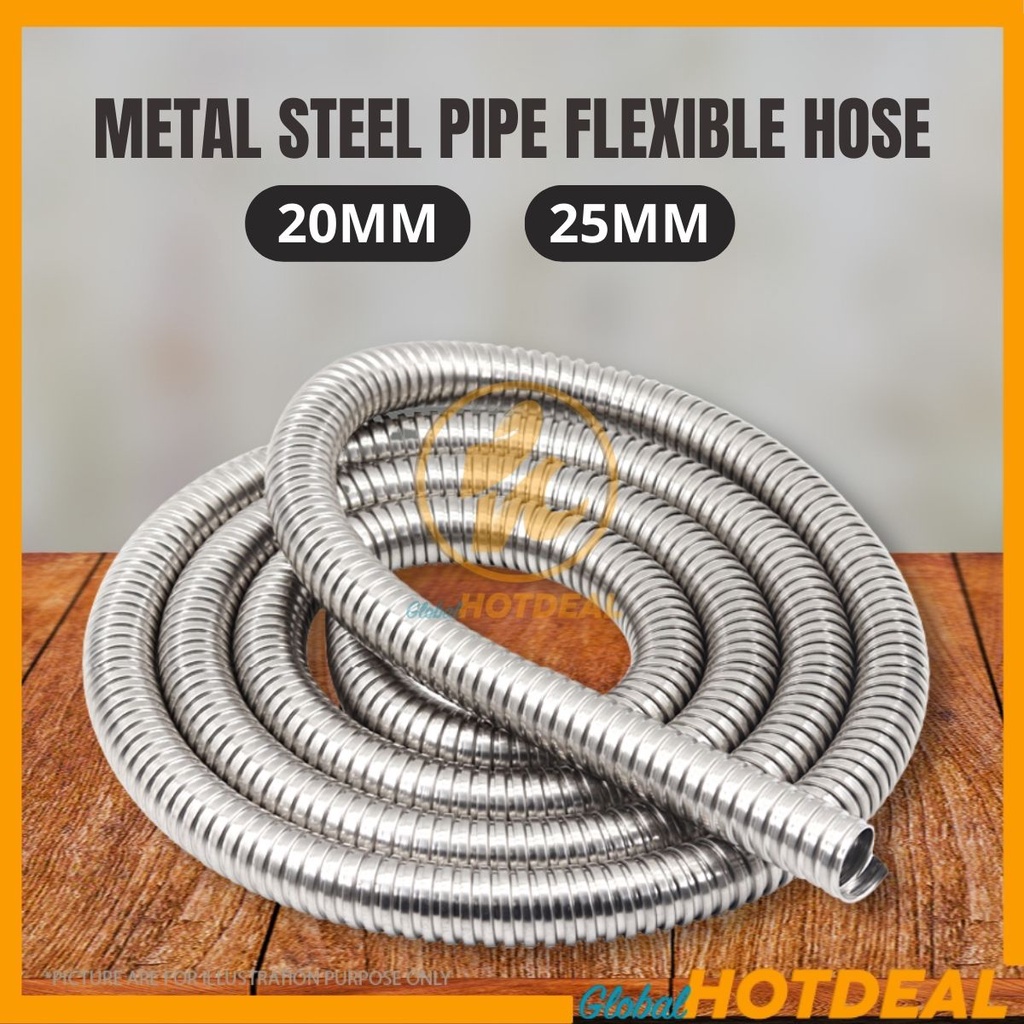 [1ROLL] 20mm / 25mm Conduit Flexible Hose GI Steel Pipe Flexible Metal ...