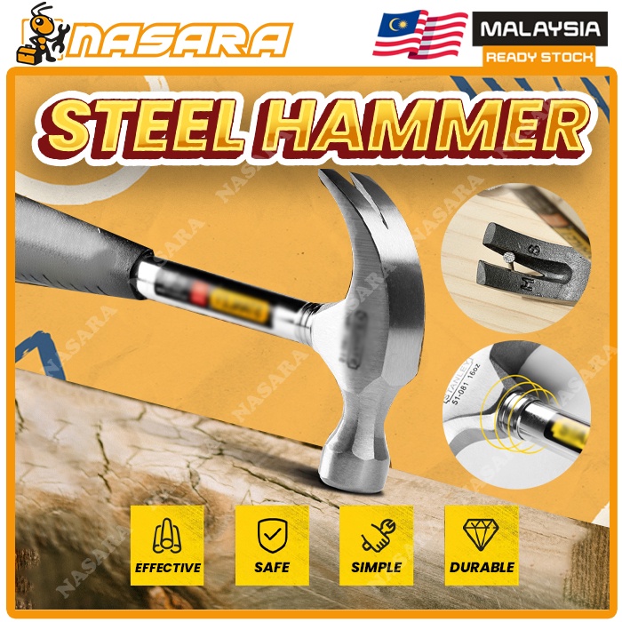 Nasara 51-081 27MM Jacketed Steel Handle Claw Hammer / Penukul Besi ...