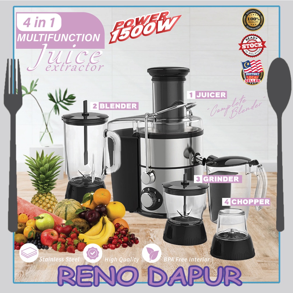 4 in 1 Stainless Steel Multifunction Fresh Fruit Juice Extractor Juicer ...