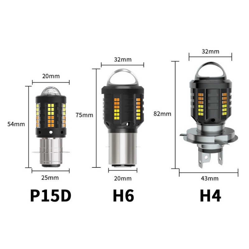 LED Motorcycle Headlight Canbus T19 PX15D Hi/LO Beam H4 H6 73SMD ...
