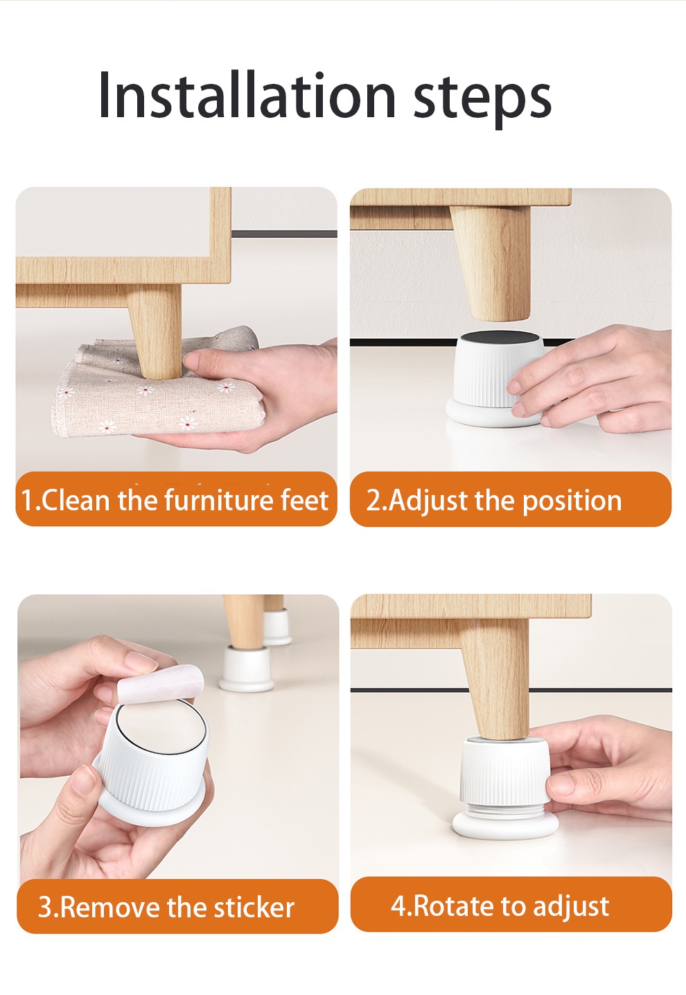 OATSBASF Adjustable Furniture Risers Heavy Duty Bed Risers for Dorm ...