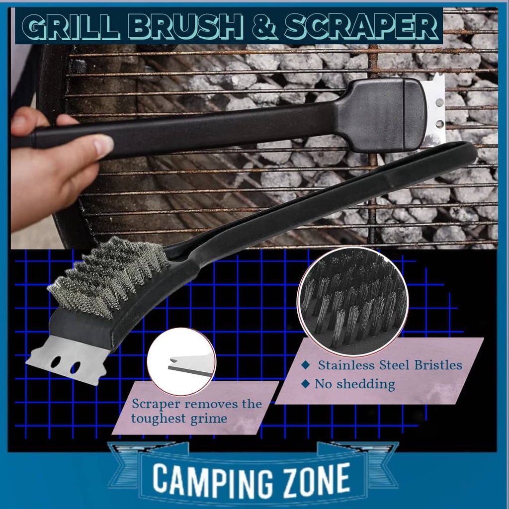 Grill Cleaning Brush 2 in 1 BBQ Barbecue Oven Grill Kitchen Metal ...