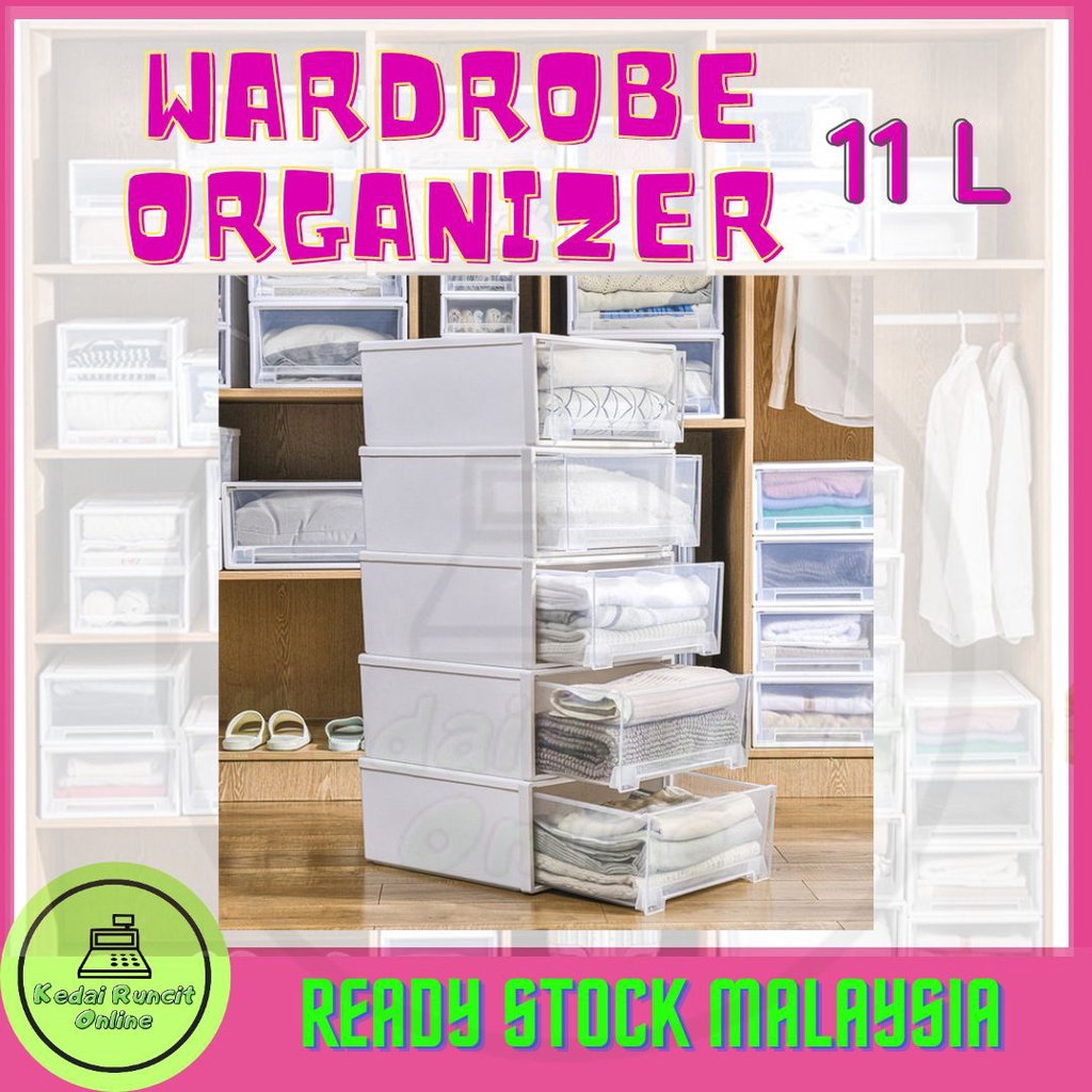 Wardrobe Organizer 11L Storage Box Drawer 11L Multipurpose Wardrobe ...